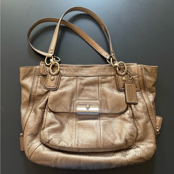 Coach | Bags | Coach Metallic Leather Tote Bag Purse | Poshmark